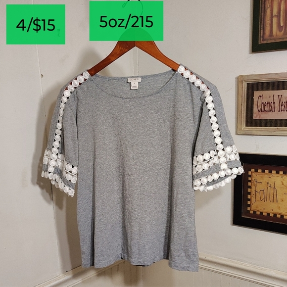 J. Crew | Tops | J Crew Gray Boxy Embellished Tee | Poshmark